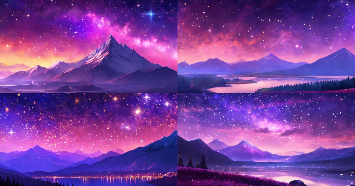 Lexica - Beautiful purple starry night, concept art, 8k, glitter ...
