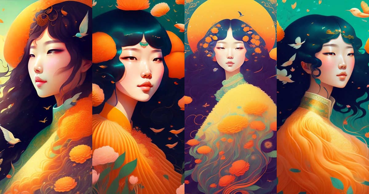 Lexica - Beautiful cute front portrait Korean ninfa, big long curly ...