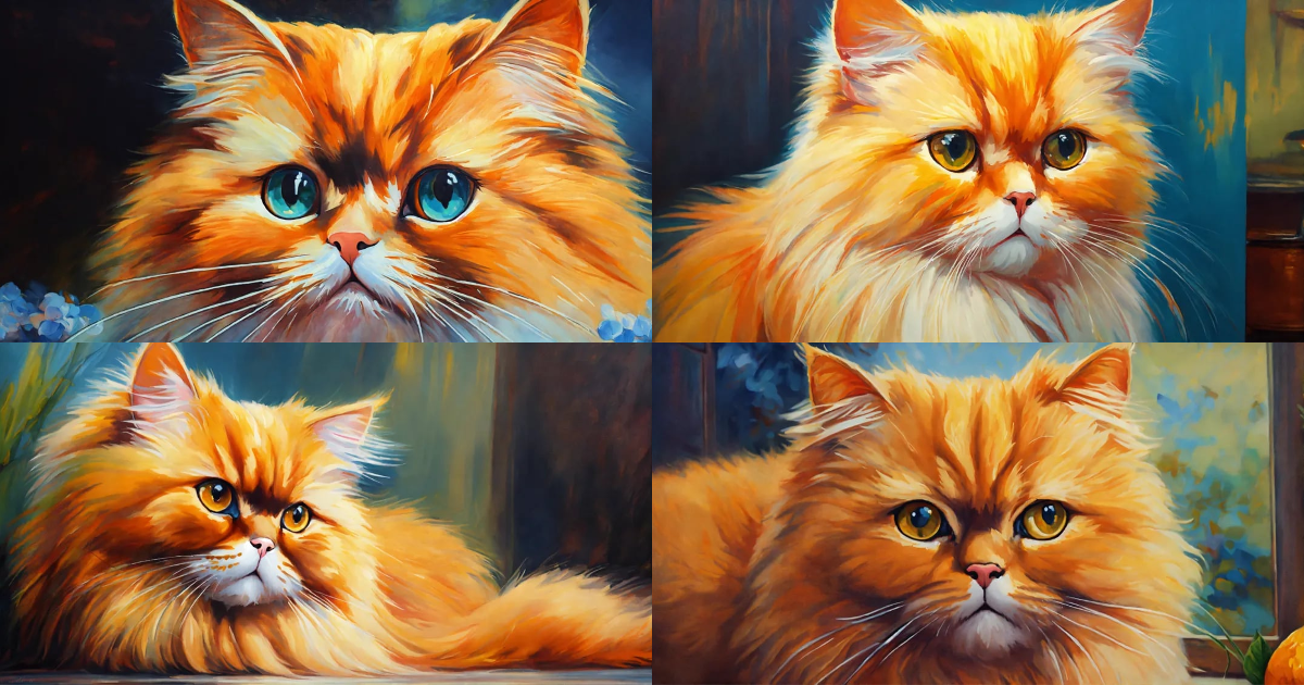 Lexica - Orange cute flat faced persian cat with orange eyes oil painting