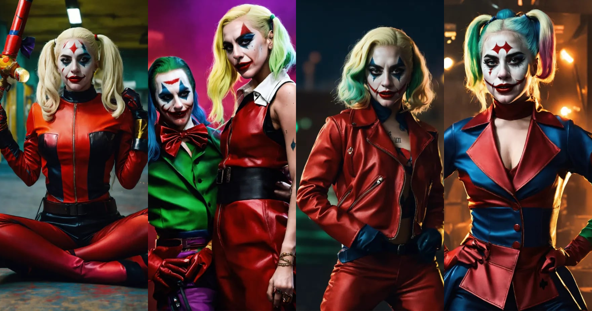 Lexica - Lady Gaga as Harley Quinn fight with joaquin phoenix as joker
