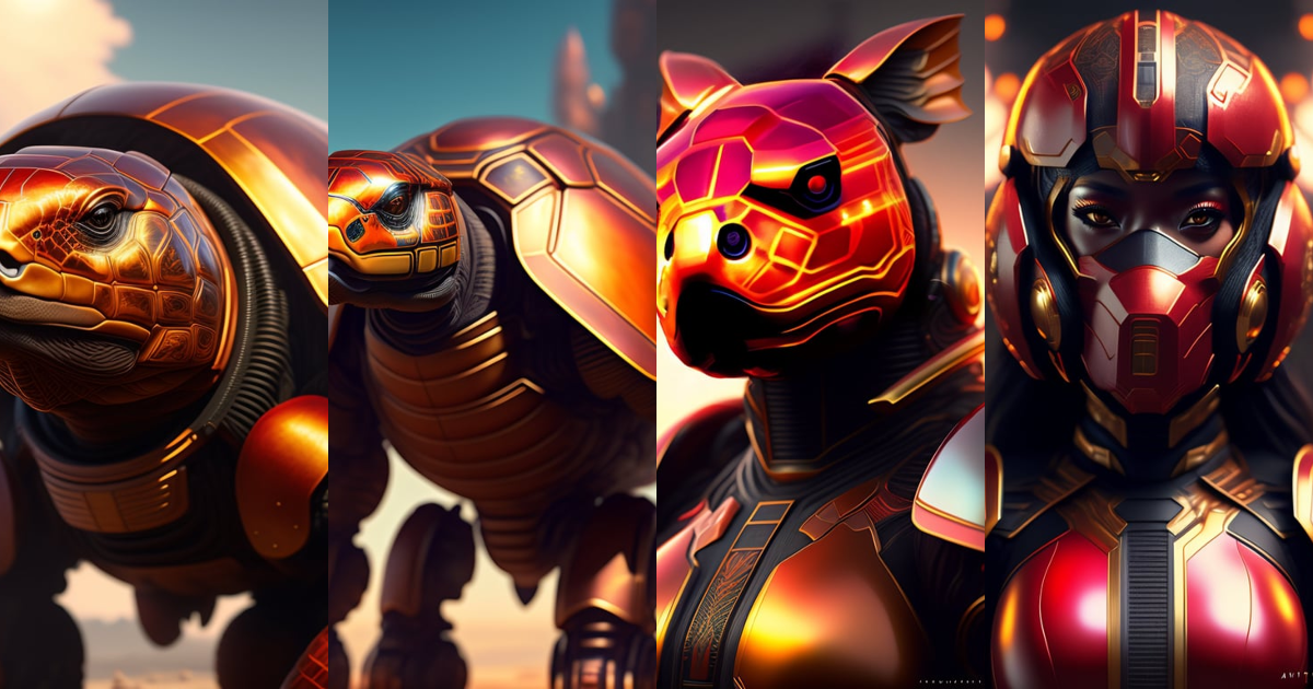 Lexica - Portrait of a cybernetic red tortoise a spiritual full body ...