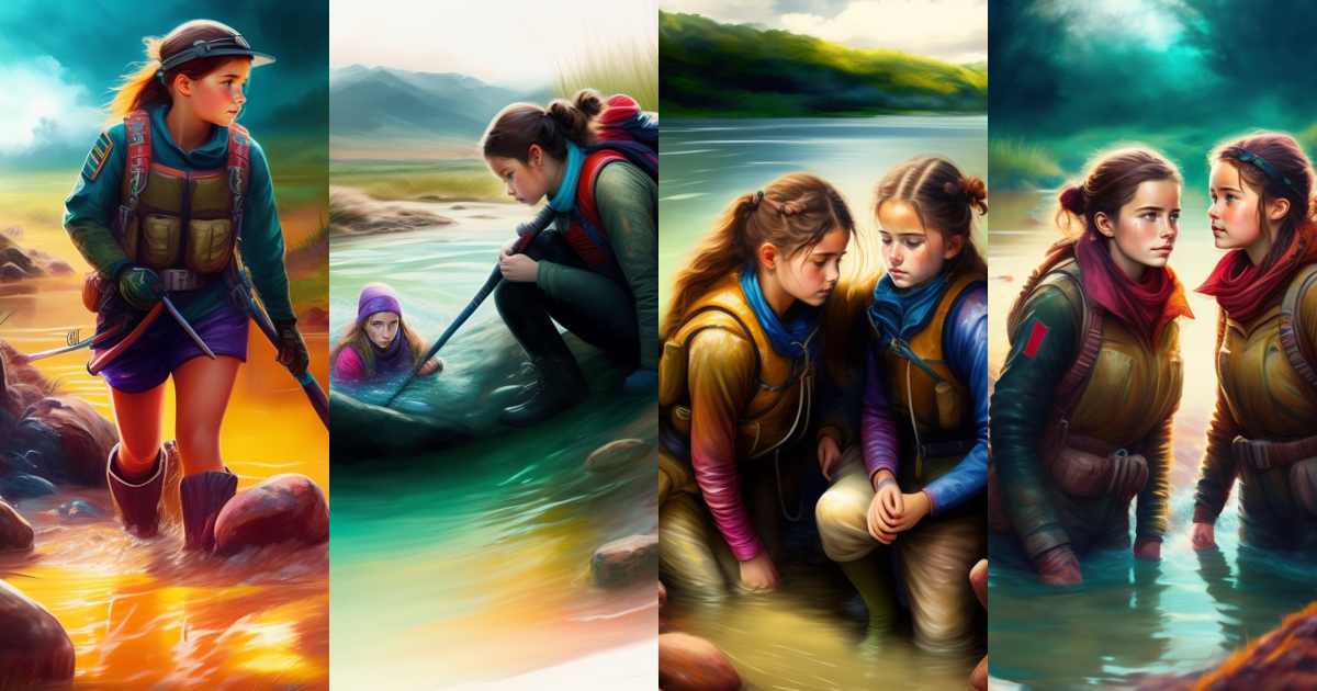 Lexica - Coloured sketch art style, 2girls, exhausted , explorer women ...