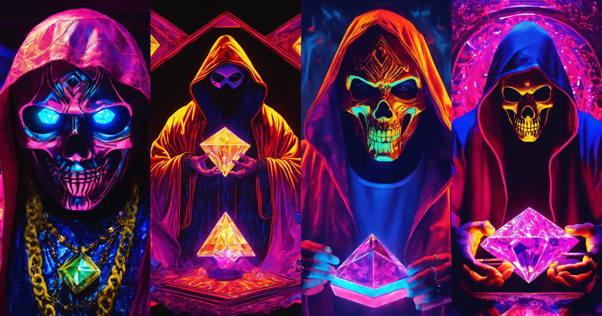 Lexica - Photorealistic Ghostface in a diamond Blacklight DMT demon ...