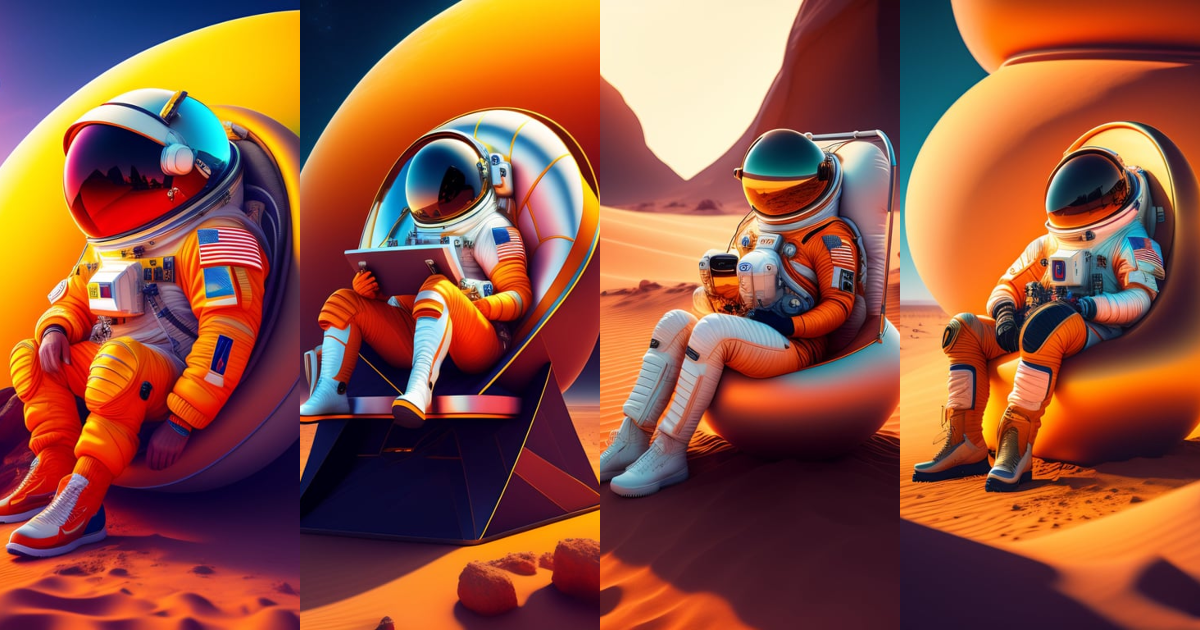 Lexica - An astronaut resting on mars in a beach chair, vibrant ...