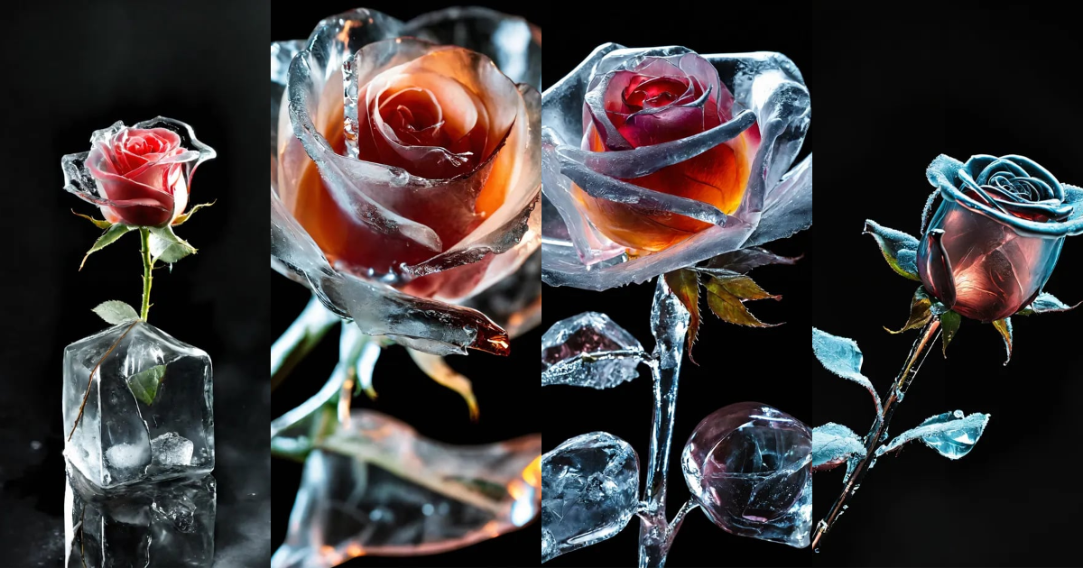 Lexica - Ice rose, ice rose, transparent rose, glass rose, magic rose ...