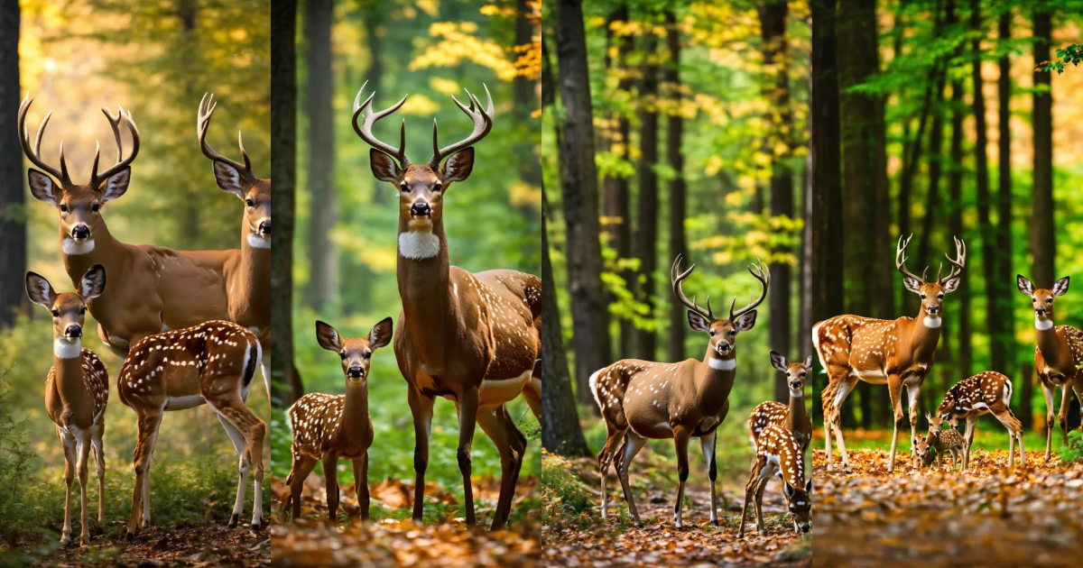 Lexica - A beautiful perfect buck deer with a doe and a fawn in the ...