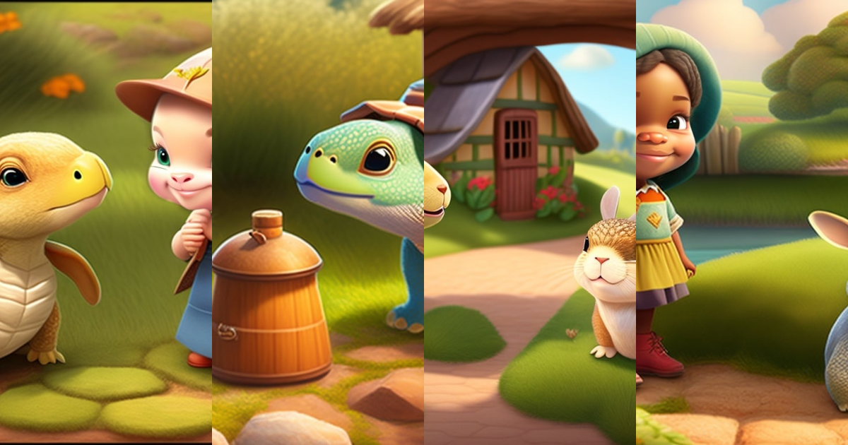 Lexica - In a village, wise turtle Timothy advises young rabbit Rosie ...