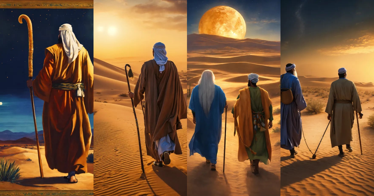 Lexica - View from the back of prophet Moses walking with prophete ...