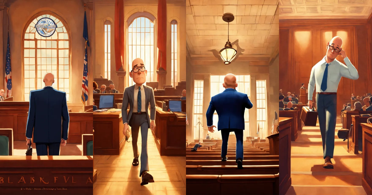 Lexica - Pixar style movie poster, Disney style, of a hurried lawyer ...