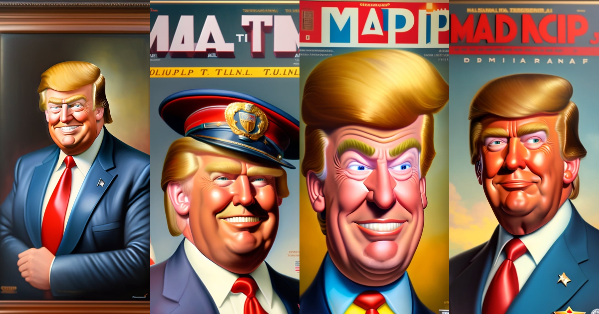 Lexica - Oil painting portrait of donald j. trump on cover of mad ...