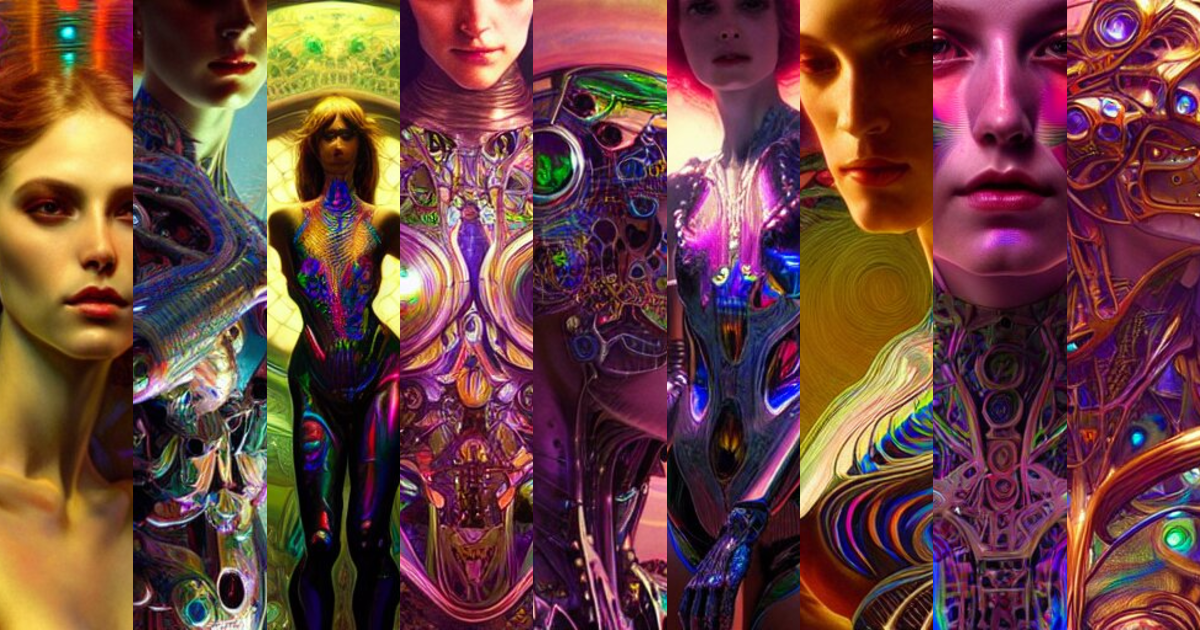 Lexica - Psychedelic organic cyborg, holographic plastic, dramatic ...