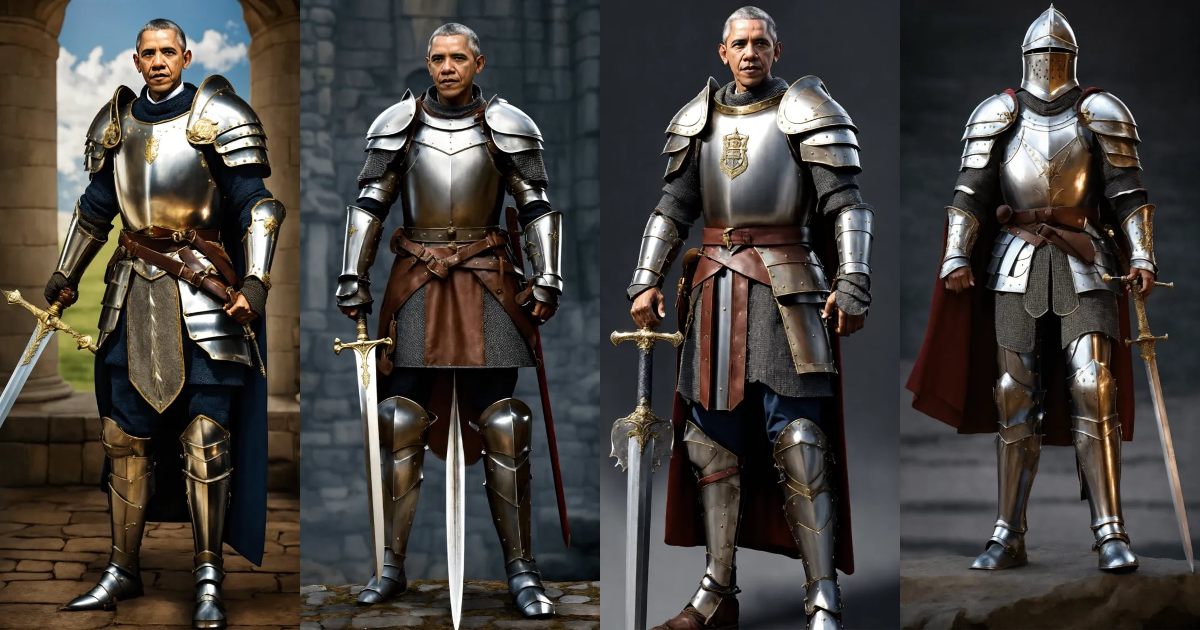 Lexica - Barack obama in medieval knight armor with no helmet on his ...