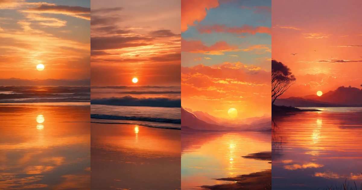 Lexica - Illustrate a calming sunrise or sunset to represent the ...