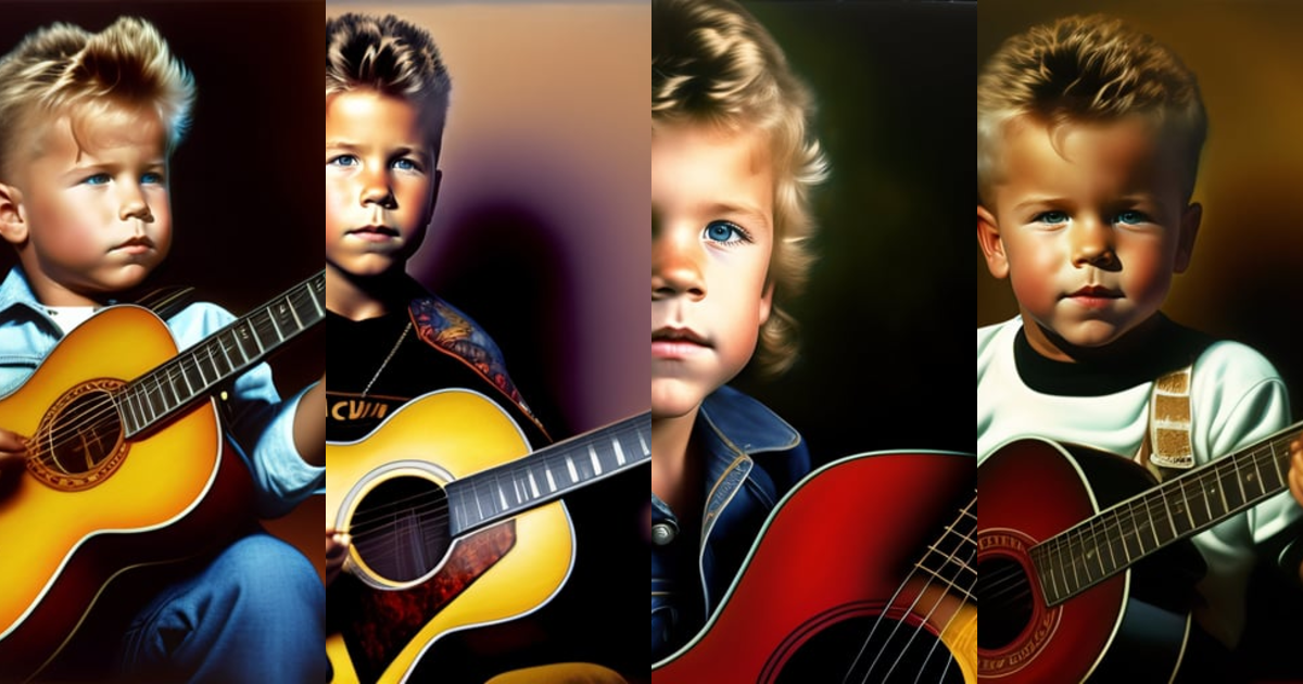 Lexica - Portrait of james Hetfield wen he was three years old playing ...