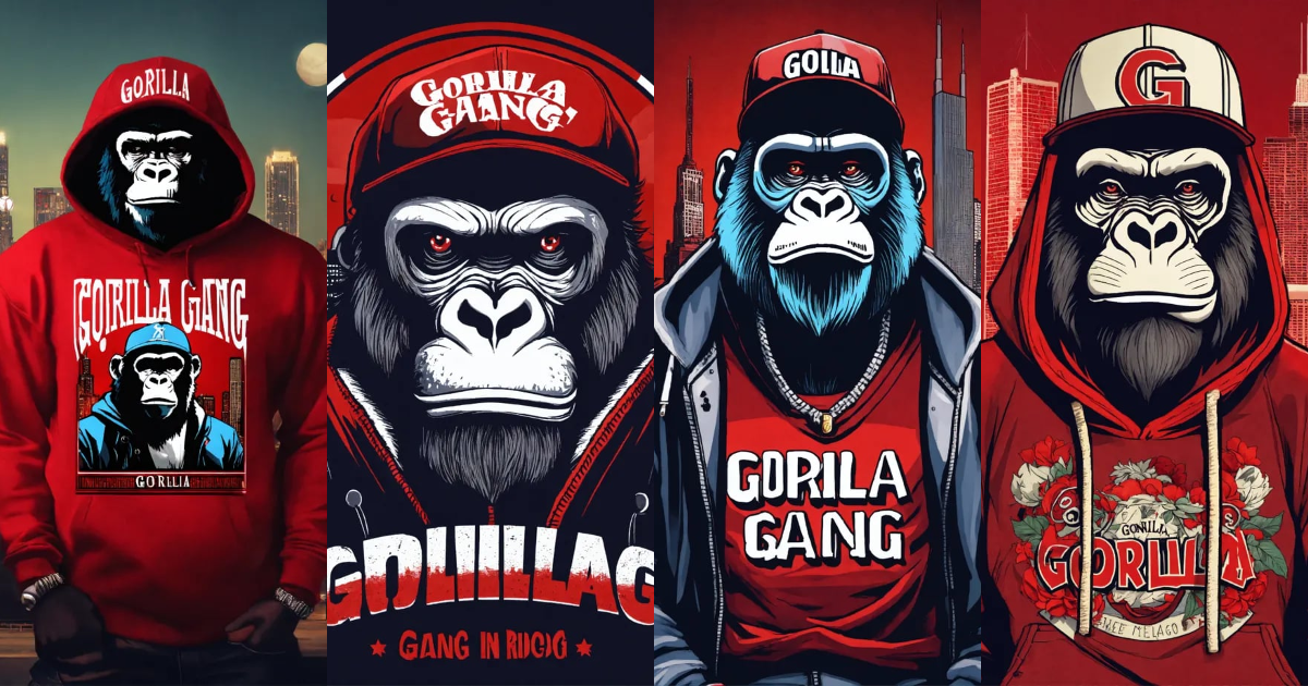 Lexica - Gangster Gorilla in hoodie and baseball cap with the words ...