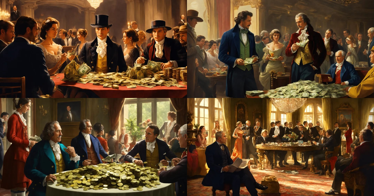 Lexica - Affluent gentleman with money, surrounded by envious people ...