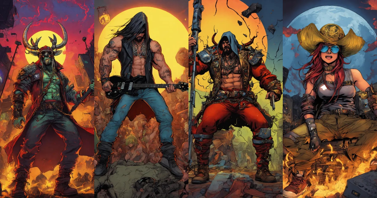 Lexica - A crazy rap, heavy metal mix music style, comic art