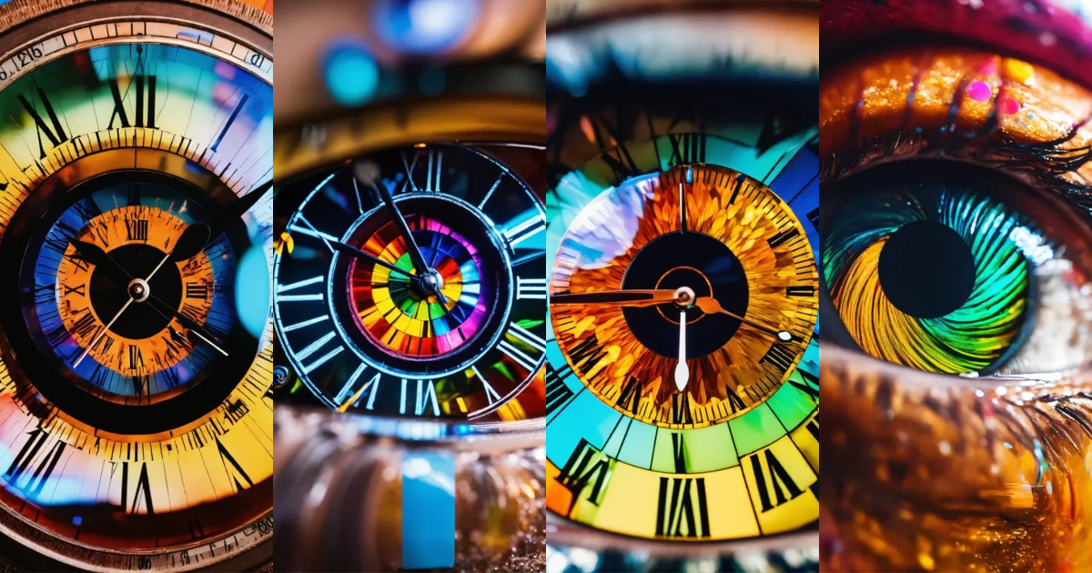 Lexica - Awe-inspiring macro of a human eye reflecting an analog clock ...