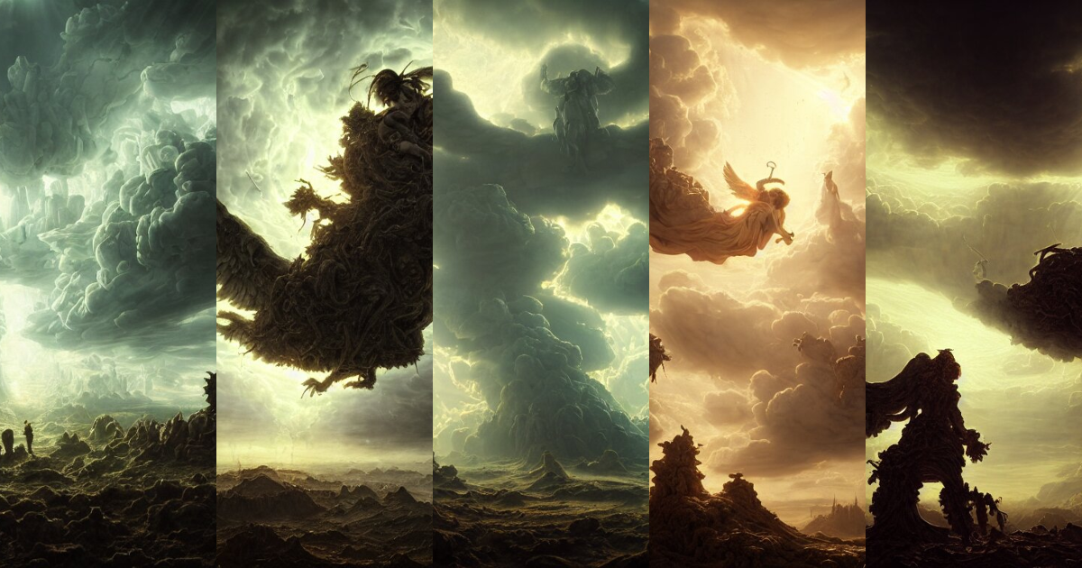 Lexica - Postapo post apocalyptic matrix code demon light portal clouds ...