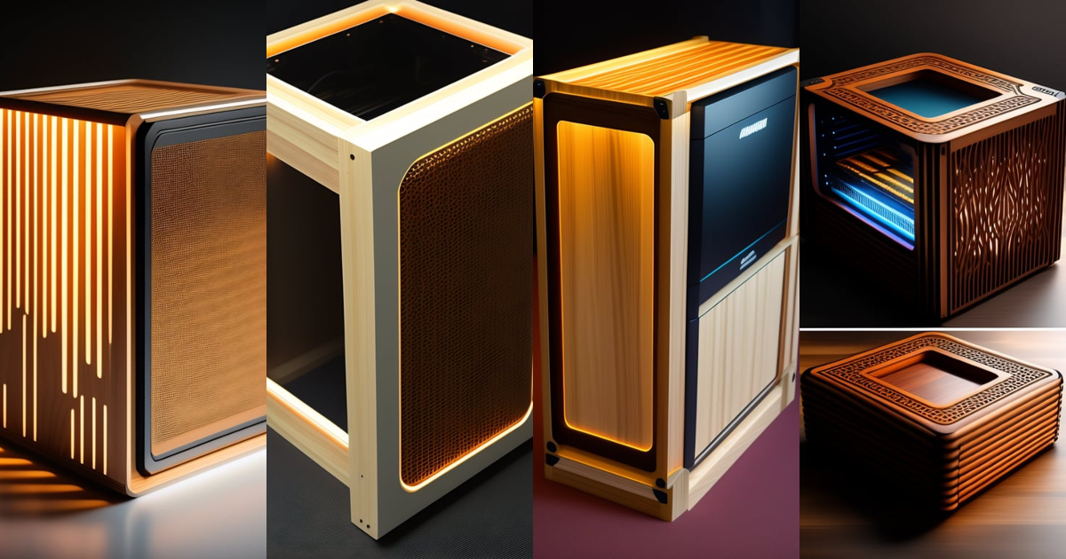 Lexica - Lasercut wood case box led MDF pc