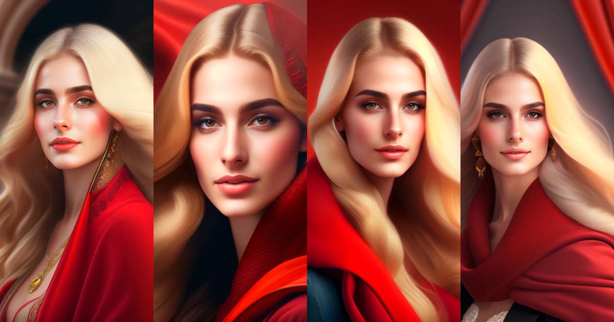 Lexica - Portrait of a majestic Iranian young woman wearing a red shawl ...