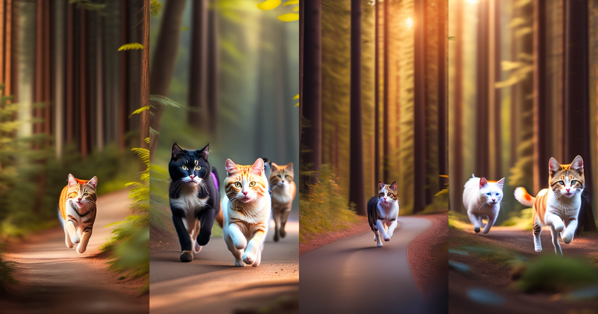 Lexica - Cats chasing people in a forest,taken with canon eos mark one ...