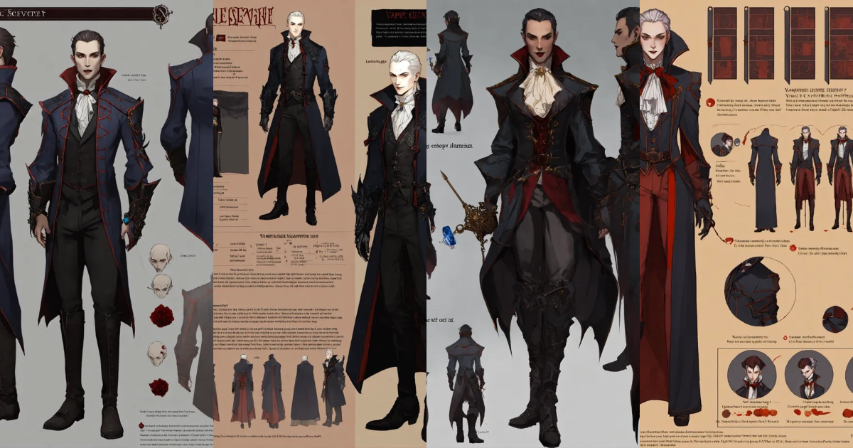 Lexica - Vampire servant, character sheet, character design, chart ...