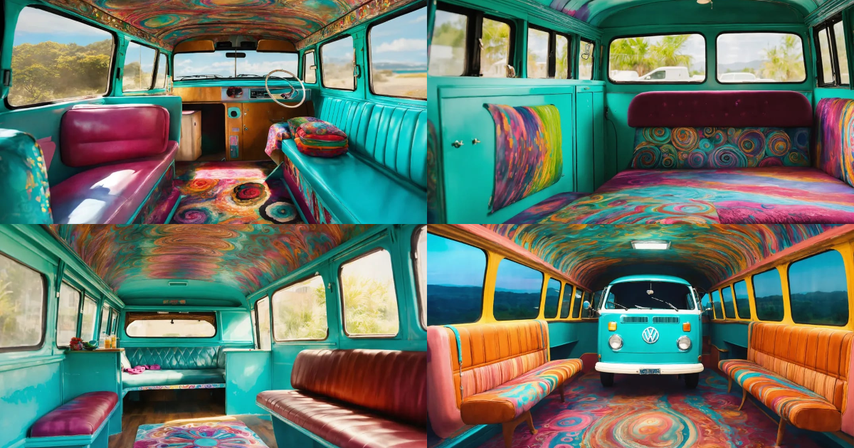 Lexica - Concept art of hyper realistic turquoise Volkswagen bus ...