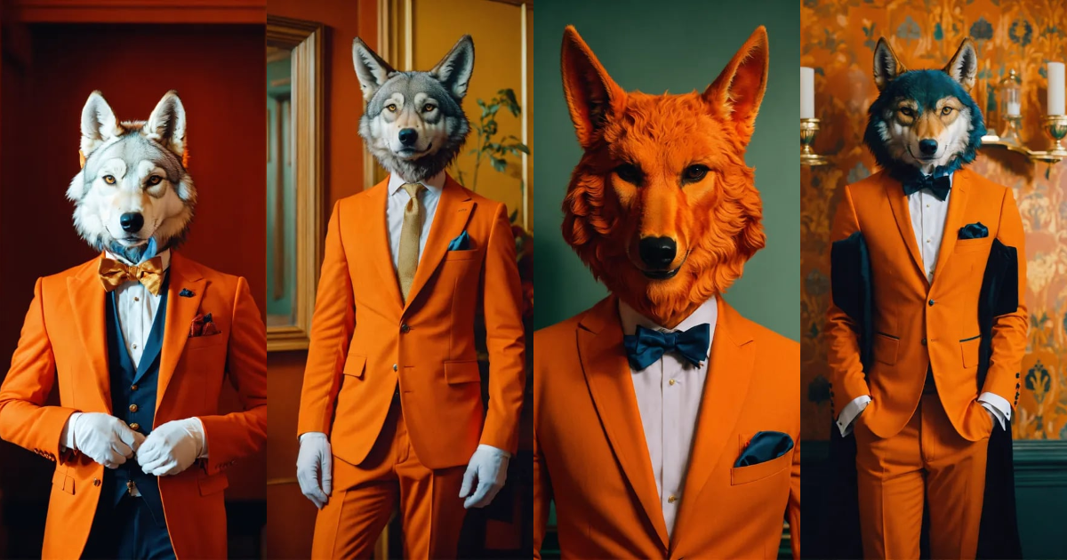 Lexica - Award - Winning Cinematic Still of wolf-Headed butler posing ...