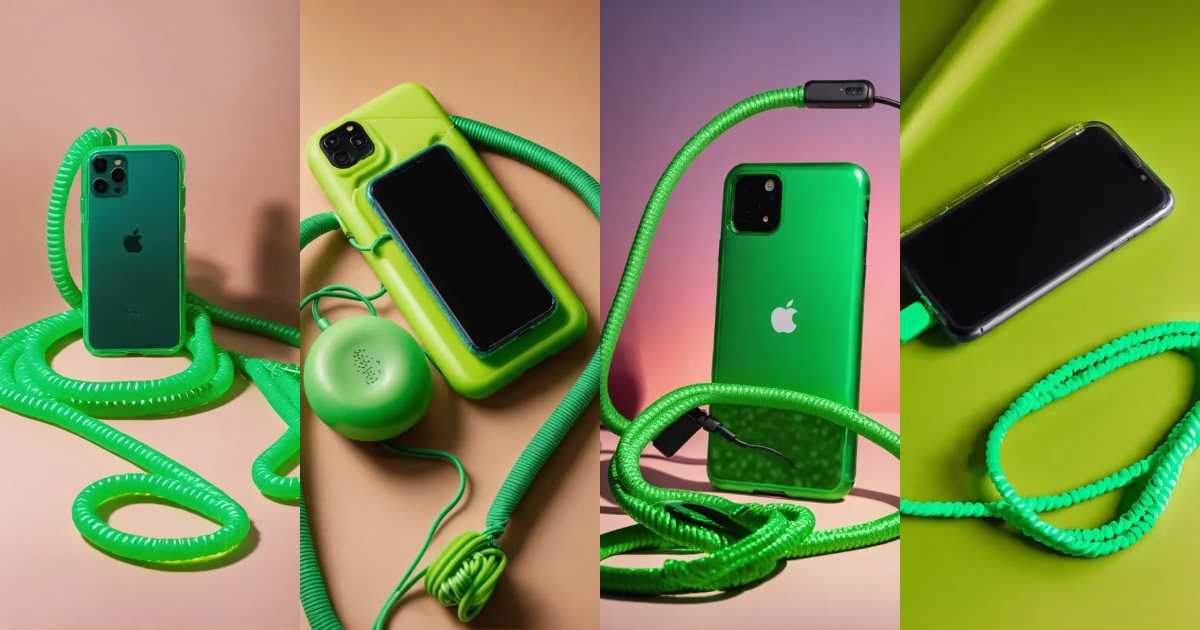 Lexica - Suspended secure green bungee cord in knot holding phone ...