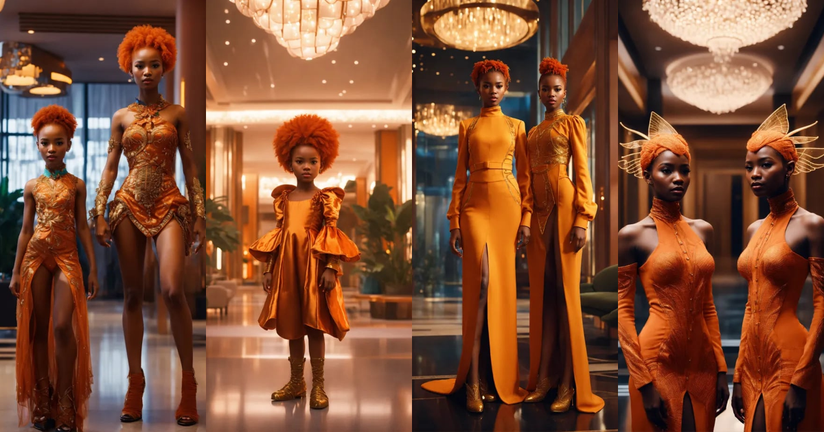 Lexica - Two pretty human looking alien fairy children with dark orange ...