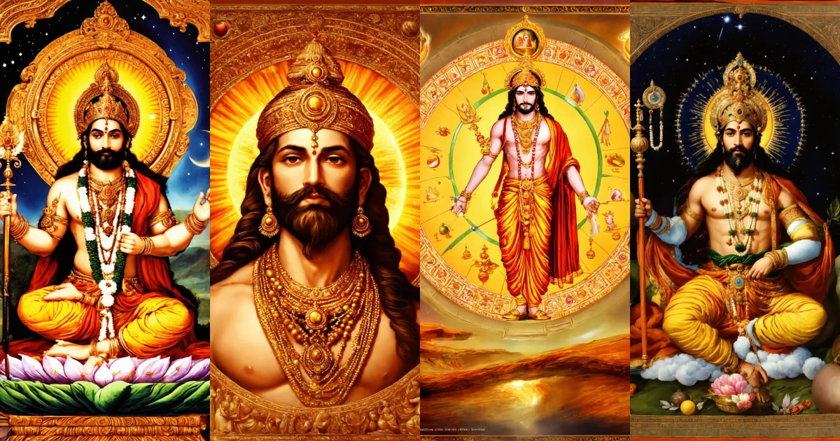 Lexica - Generate an image of lord Jupiter according to Vedic astrology