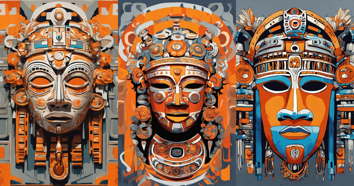 Lexica - Ixchel Mayan deity mask. T shirt Vector White silver orange ...