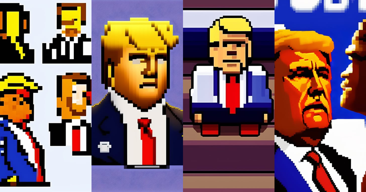 Lexica - Generar modelos en pixel art de donald trump, con estilo 32 ...