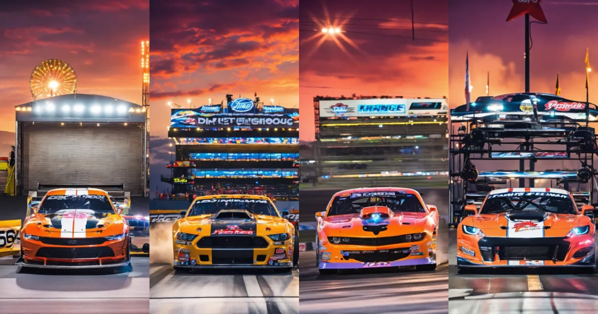 Lexica - Drag race car, dragstrip with start lights, race tower in the ...