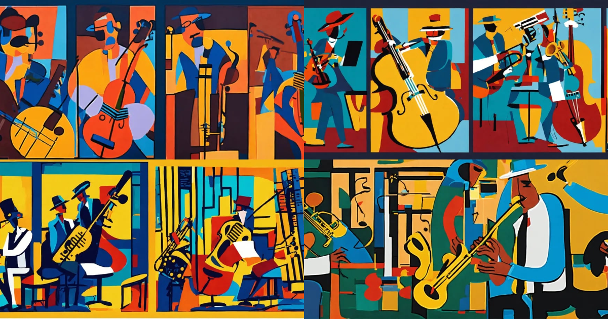 Lexica - Jazz musicians, playing with instruments, abstract art in the ...