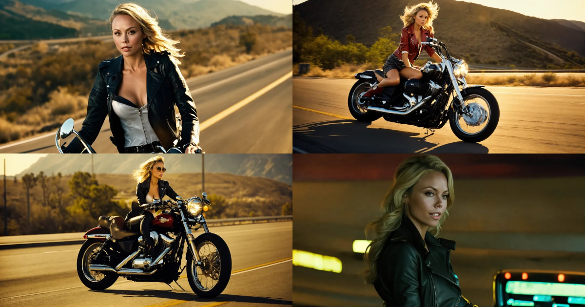 Lexica - Laura Vandervoort, in Pin-up style, dressed in biker clothes ...