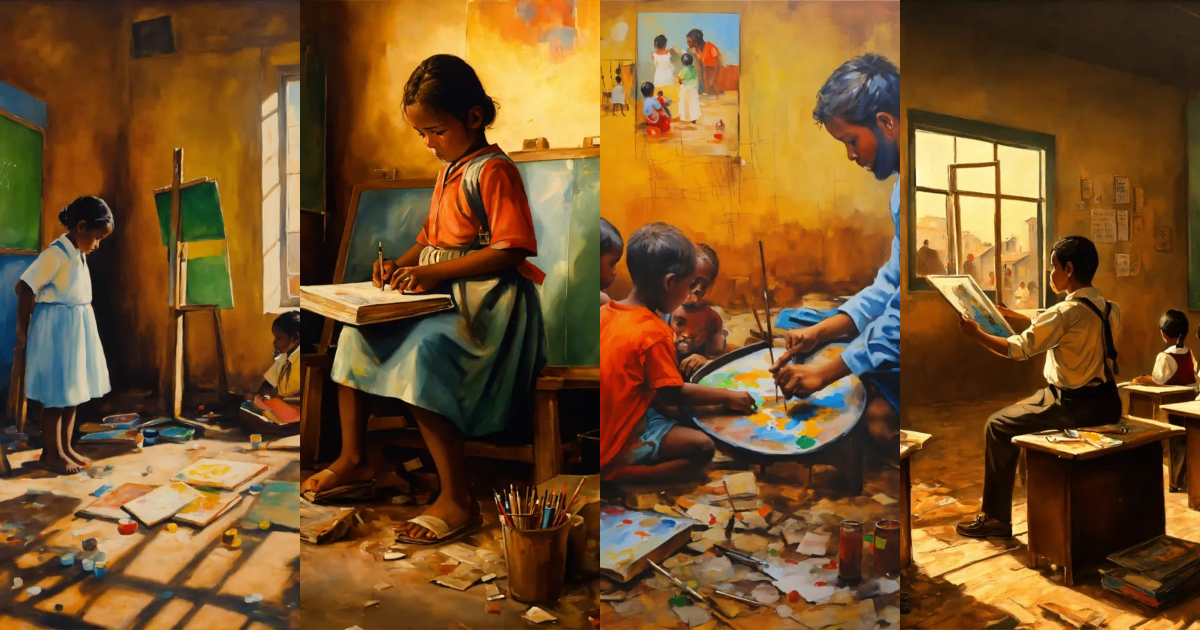 Lexica - Make a painting that clearly shows the teacher's sacrifice and ...