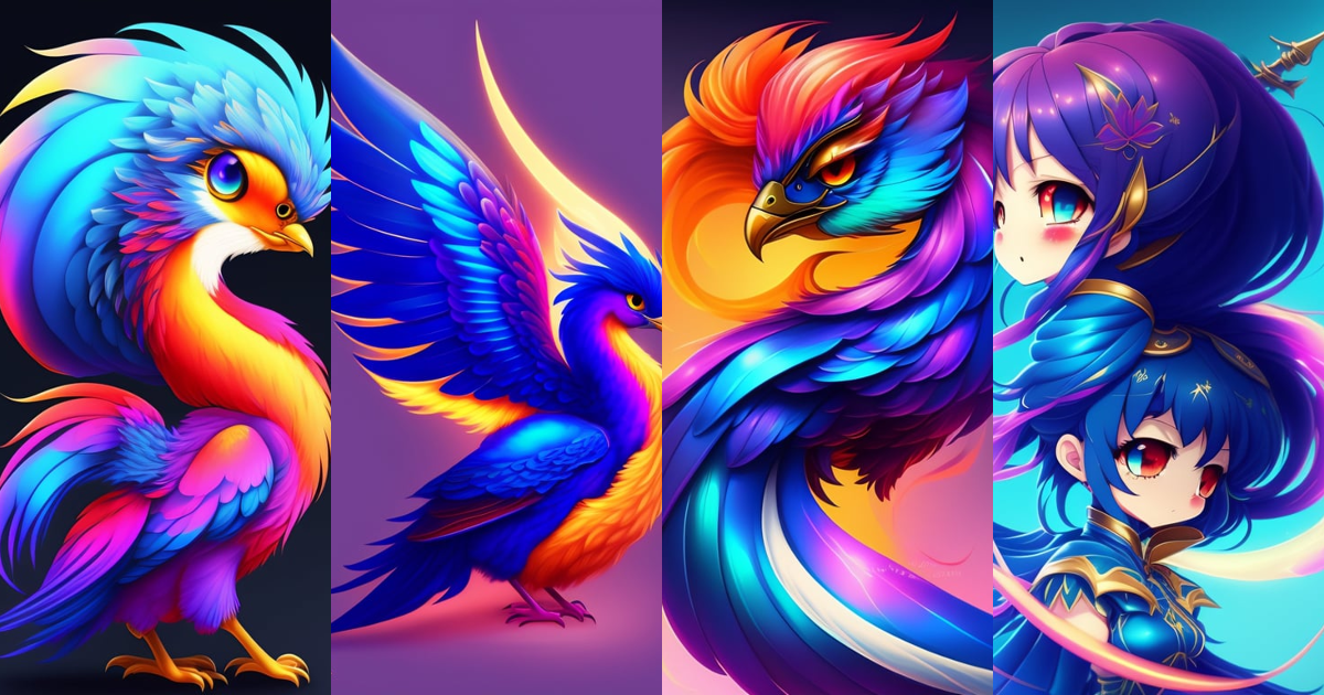 Lexica - A cerulean phoenix, in the style of chibi anime.