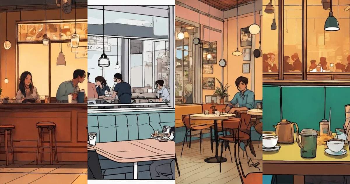 Lexica - Comic of thinking in the cafe scene