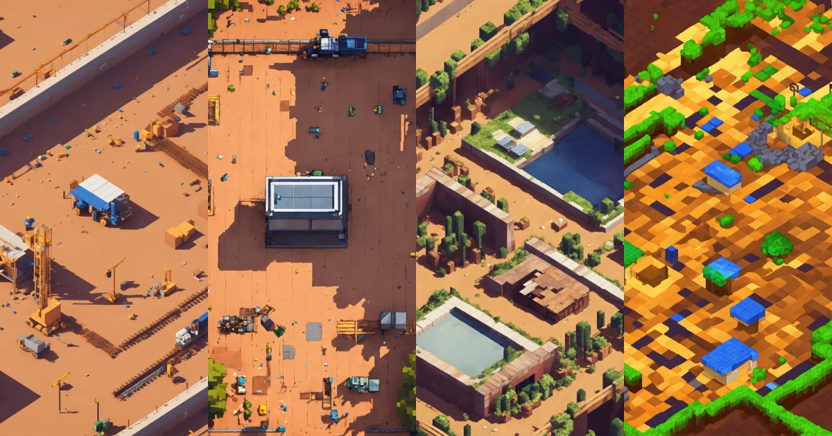 Lexica - Simple pixel construction site from overhead