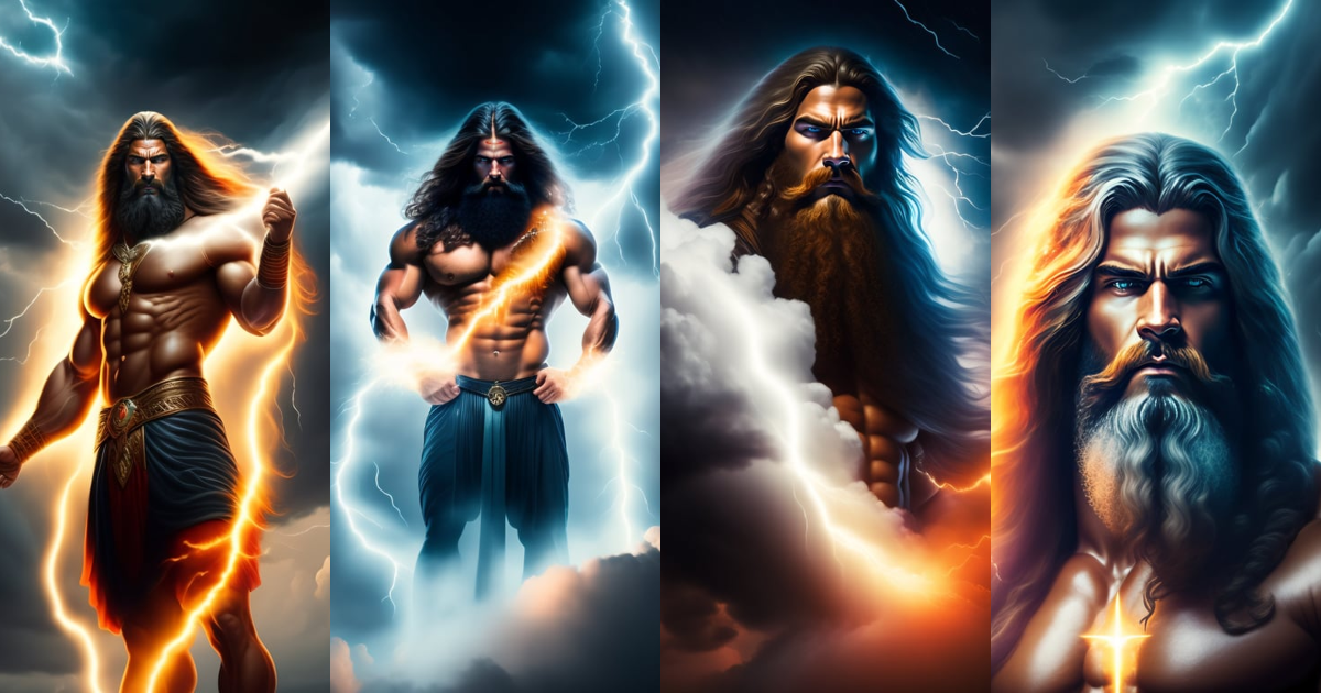 Lexica - Old god zeus, with long hair, in the sky, with athletic body ...