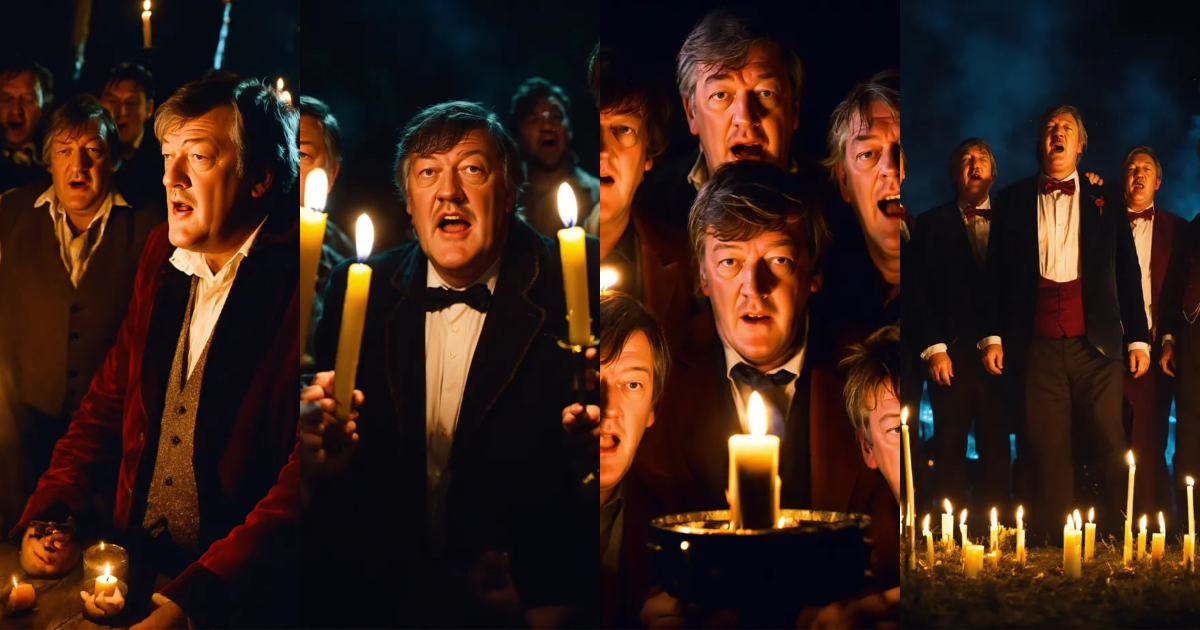 Lexica - Cinematic Portrait of Stephen fry and over 20 of his Identical ...