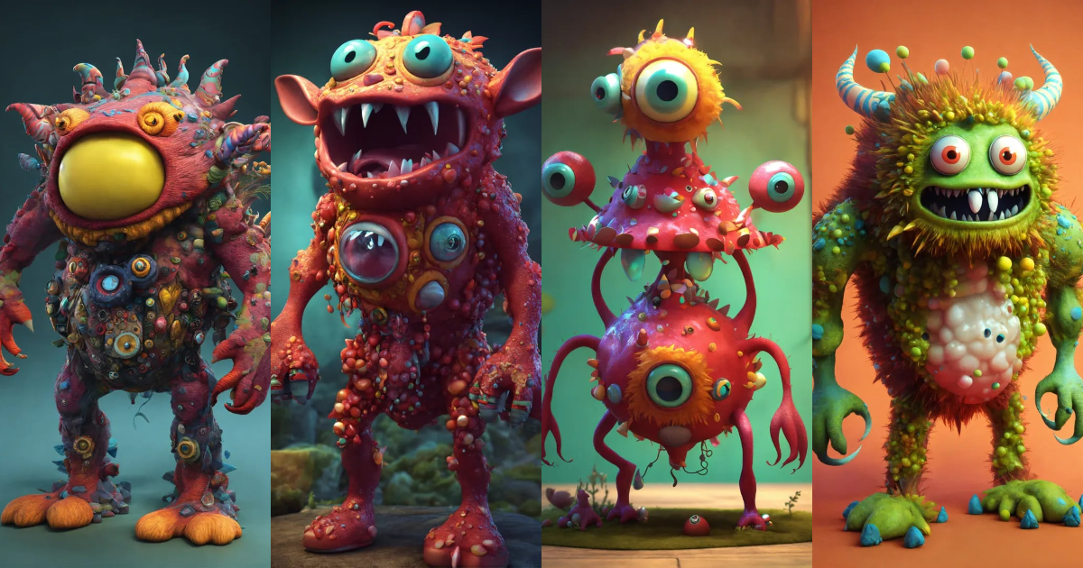 Lexica - 3d surreal cartoonized monster