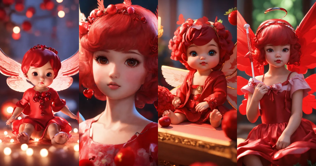 Lexica - Red cherubim cupid, in the style of kawaii aesthetic, unreal ...