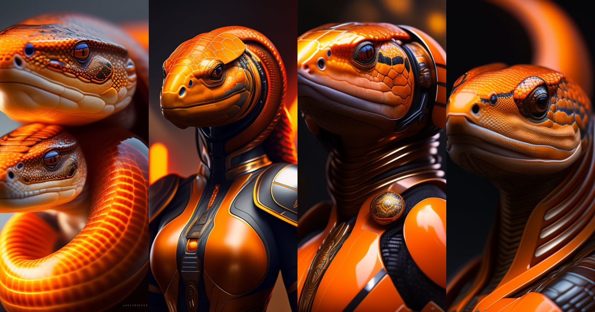 Lexica - Portrait of a cybernetic orange snake a spiritual full body ...