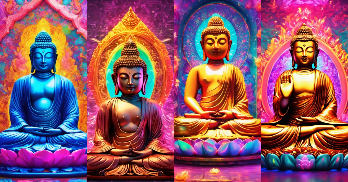 Lexica - Gelly cute adorable buddha, neon glow colours, highly ...