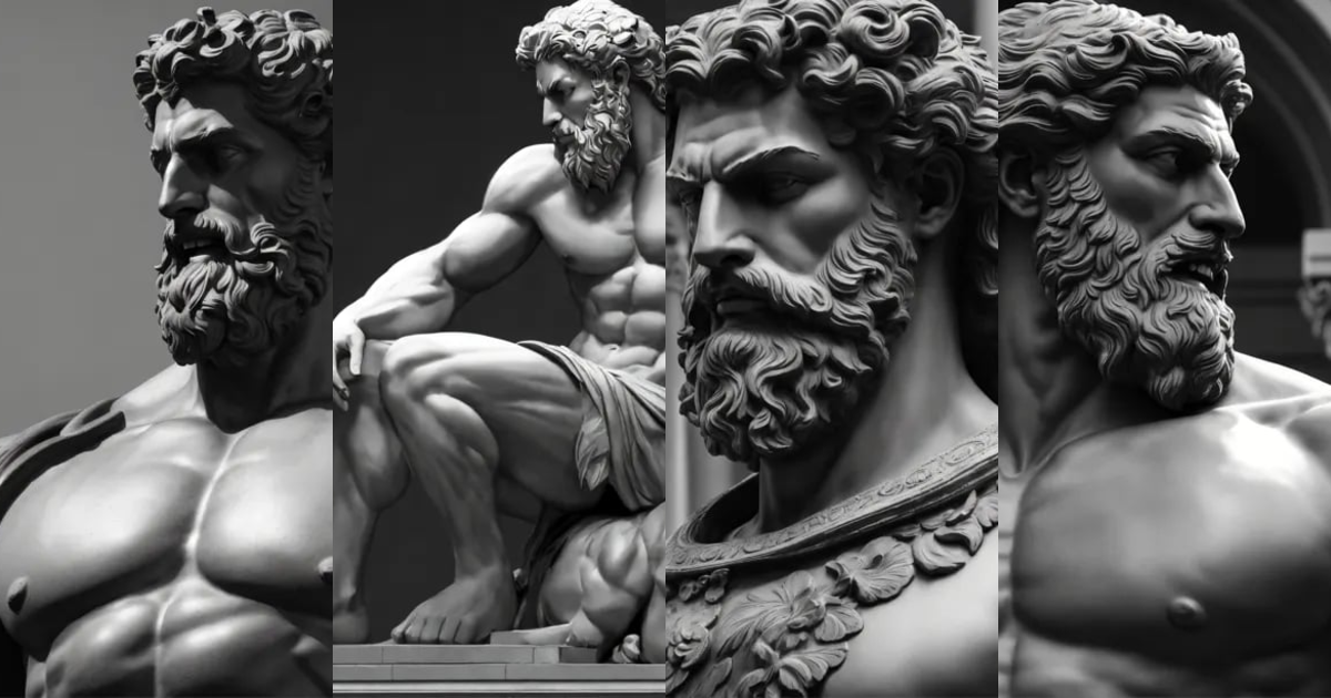 Lexica - Greek statue strong man standing with sinister smile sideways ...