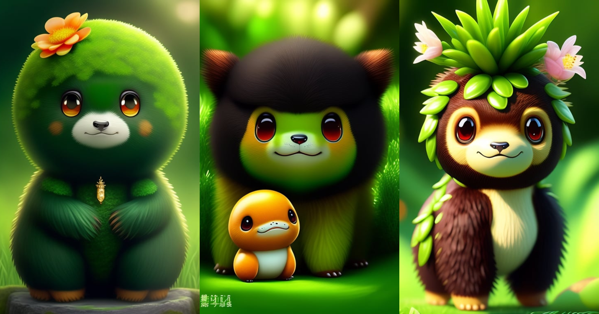 Lexica - An adorable grass type Pokémon representing sloth with large ...