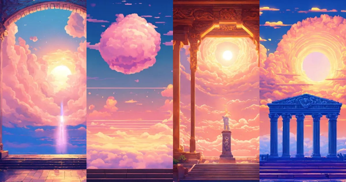 Lexica - Heavens gate, pixel art detailed, intricate details, spiraling ...